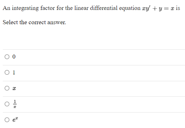 An integrating factor for the linear differential | Chegg.com