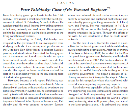 Solved CASE 26 Peter Palchinsky: Ghost of the Executed | Chegg.com