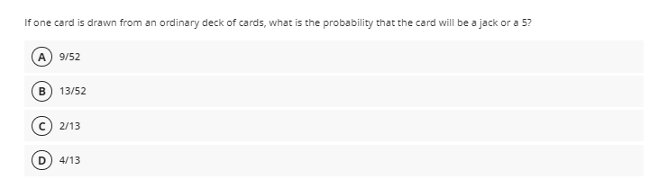 Solved If one card is drawn from an ordinary deck of cards, | Chegg.com