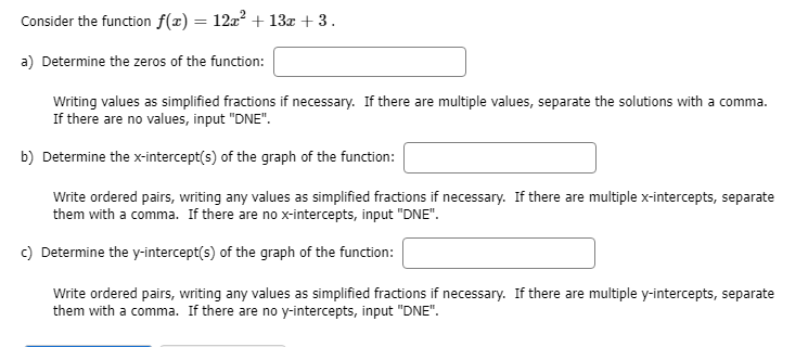 Solved Consider the function f(x)=12x2+13x+3. a) Determine | Chegg.com