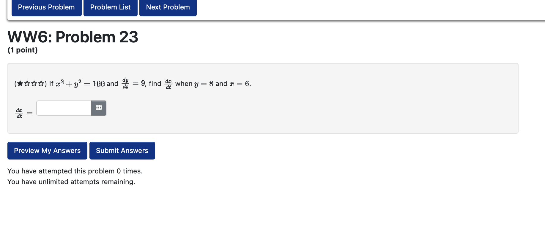 Solved dtdt= You have attempted this problem 0 times. You | Chegg.com