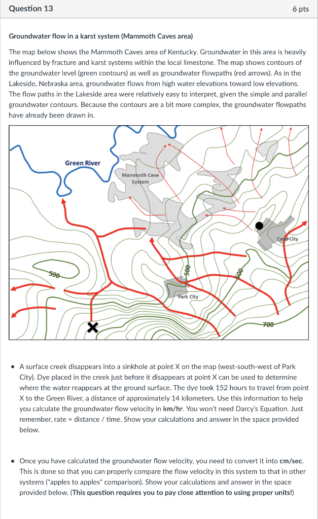 Solved Groundwater flow in a karst system (Mammoth Caves | Chegg.com
