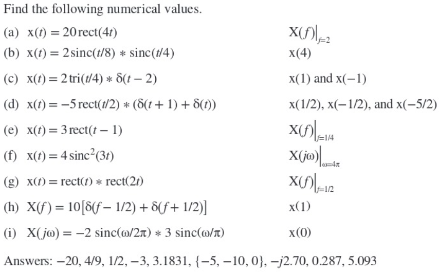 Solved Find the following numerical values. (a) | Chegg.com