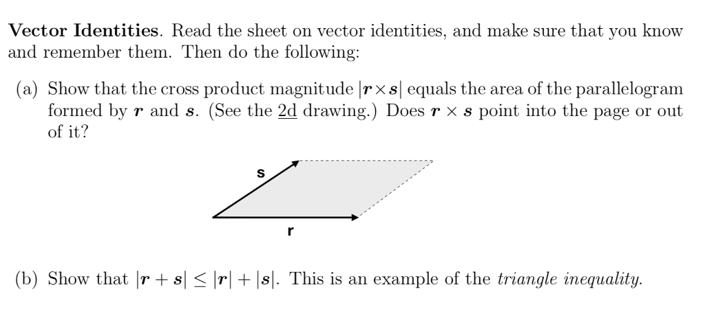 Solved Vector Identities. Read the sheet on vector | Chegg.com