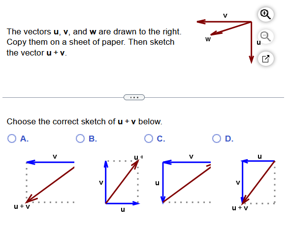 Solved The vectors u,v, and w are drawn to the right. Copy | Chegg.com