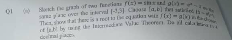 Solved (a) Sketch the graph of two functions f(x)=sinx and | Chegg.com