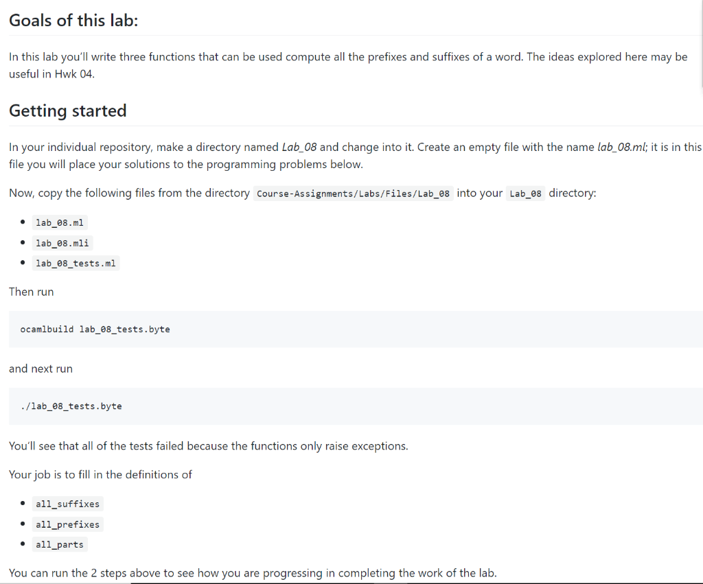 Goals of this lab: In this lab you'll write three | Chegg.com