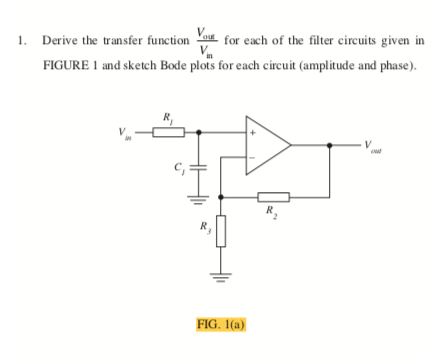 Solved 1. Derive the transfer function for each of the | Chegg.com