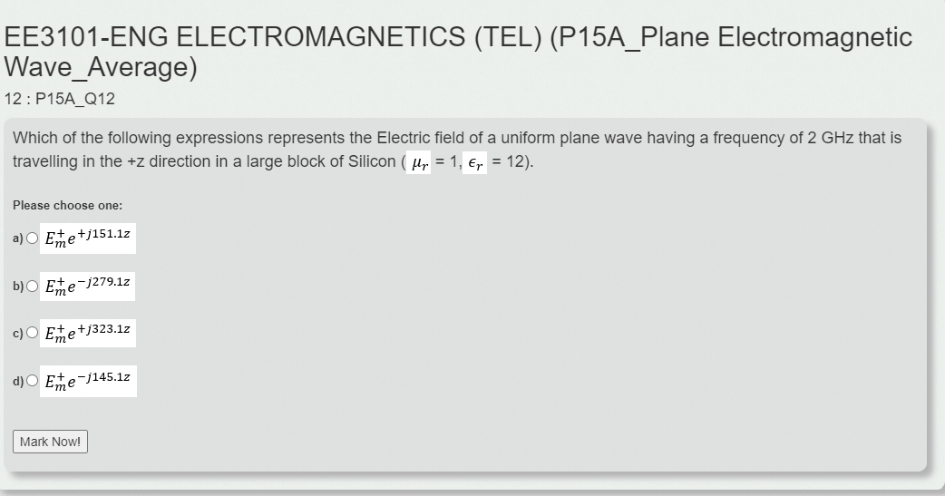 Solved EE3101-ENG ELECTROMAGNETICS (TEL) (P15APlane | Chegg.com