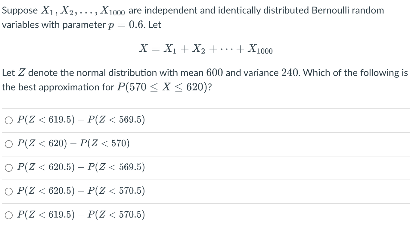 Solved Suppose X1,X2,…,X1000 are independent and identically | Chegg.com