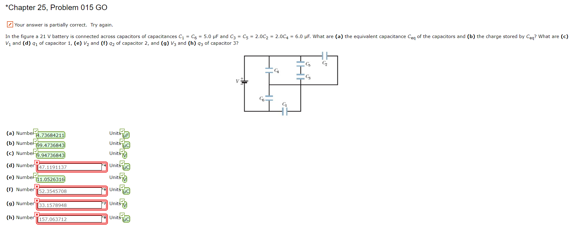 Solved * Chapter 25, Problem 015 GO Your answer is partially | Chegg.com