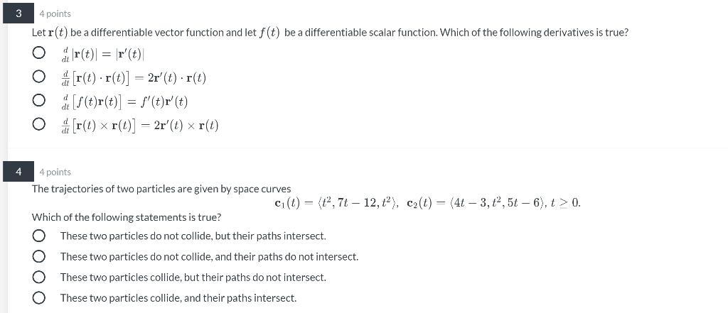 Solved 3 оооо 4 points Let r(t) be a differentiable vector | Chegg.com