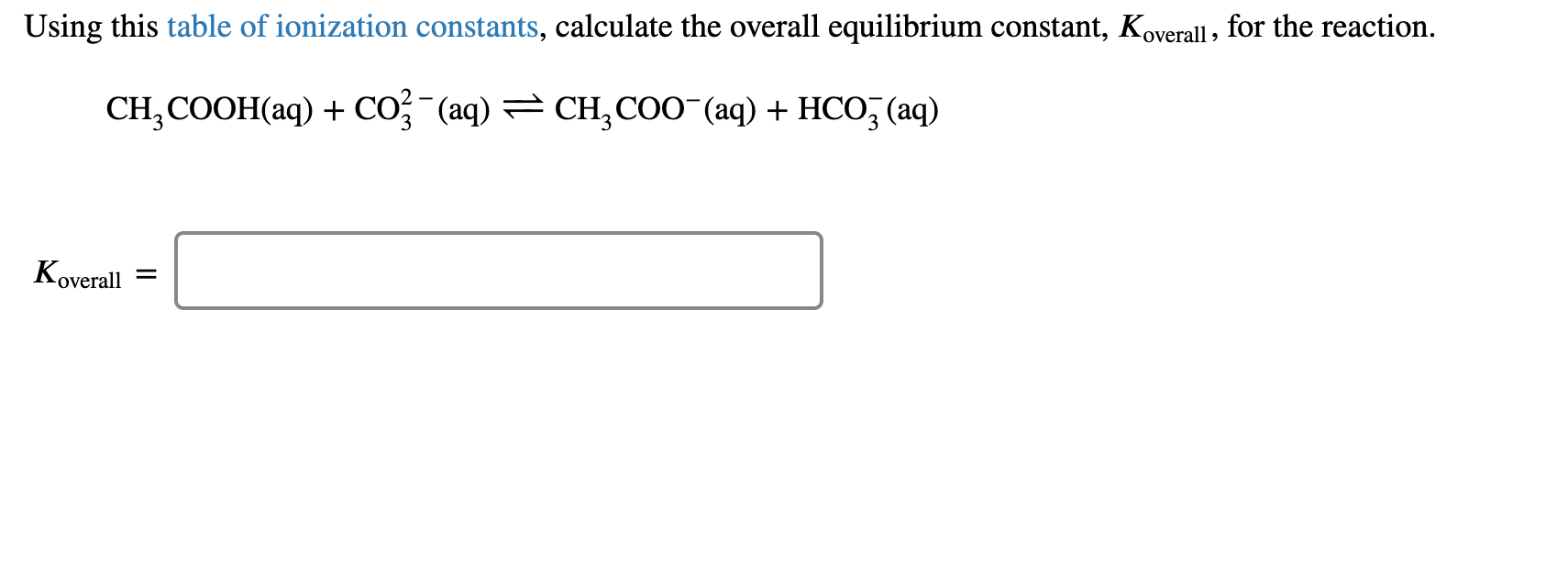 Solved Using this table of ionization constants, calculate | Chegg.com