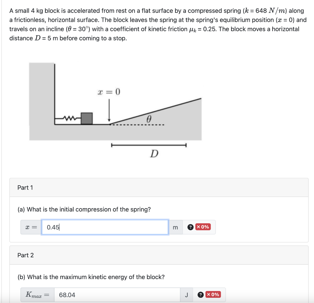 Solved A small 4 kg block is accelerated from rest on a flat | Chegg.com