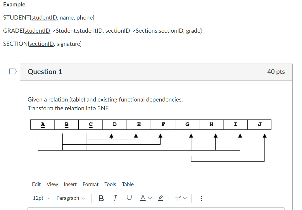 Solved Example: STUDENT(student|D, name, phone} | Chegg.com