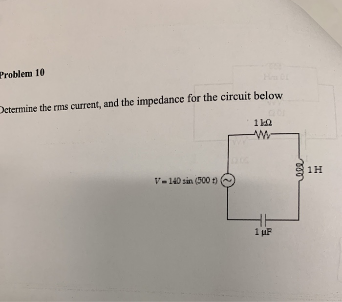 Solved Problem 10 Determine the rms current, and the | Chegg.com