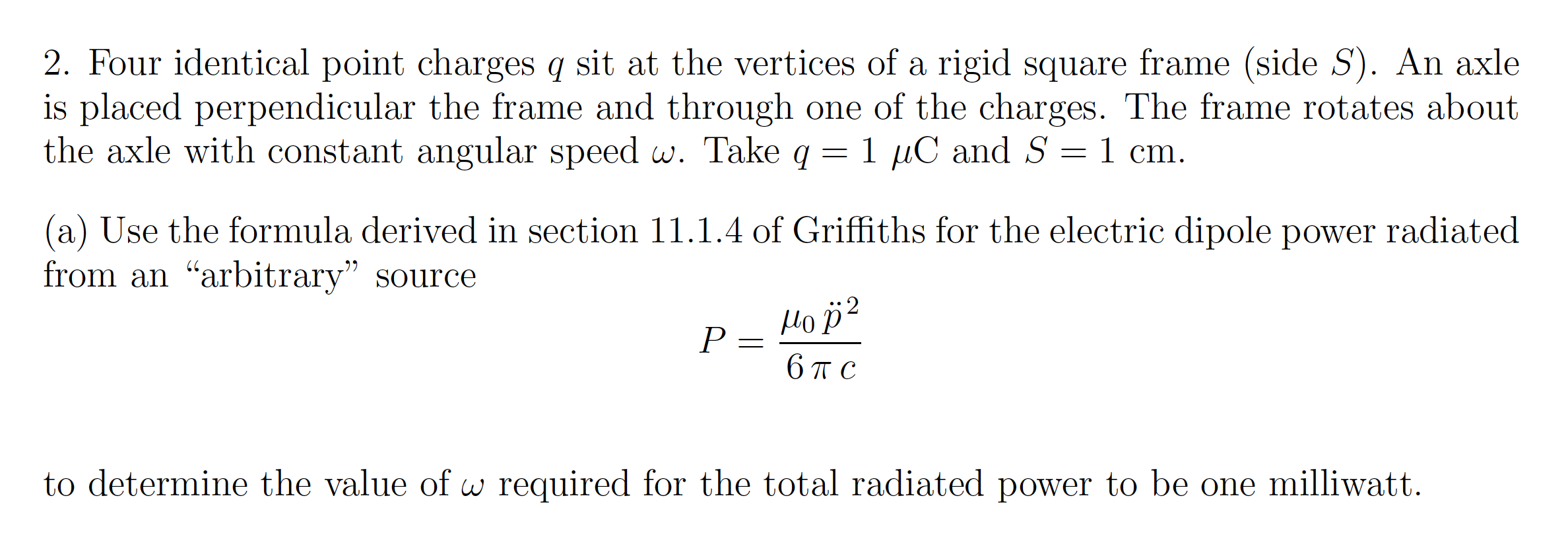Solved 2. Four identical point charges q sit at the vertices | Chegg.com