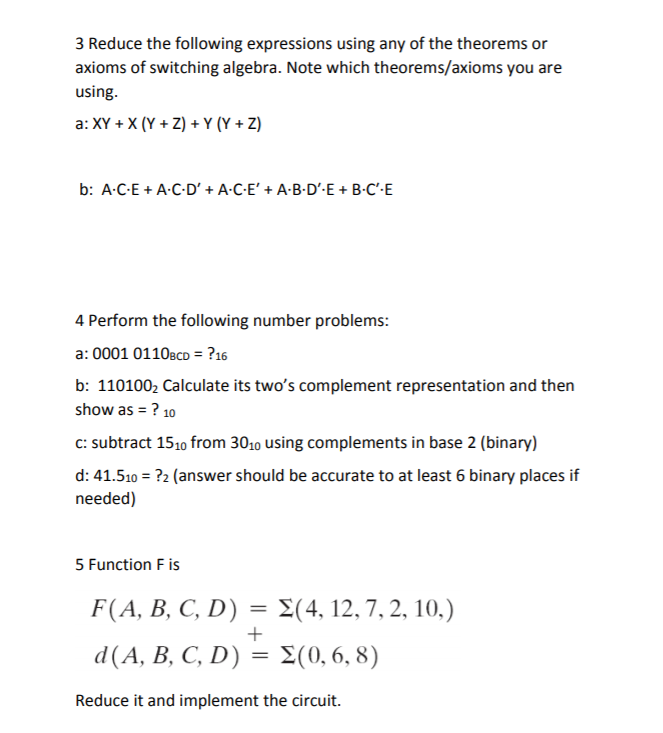 Solved 3 Reduce the following expressions using any of the | Chegg.com