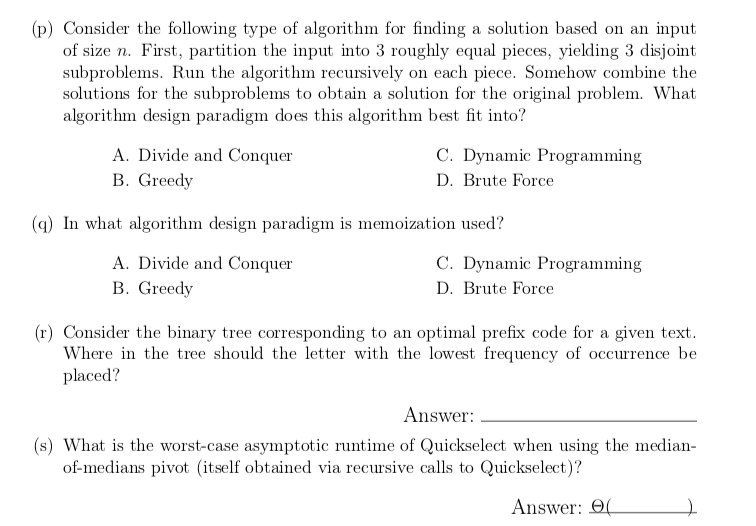 Solved 1. |38 marks| Short answer questions (2 marks each) | Chegg.com