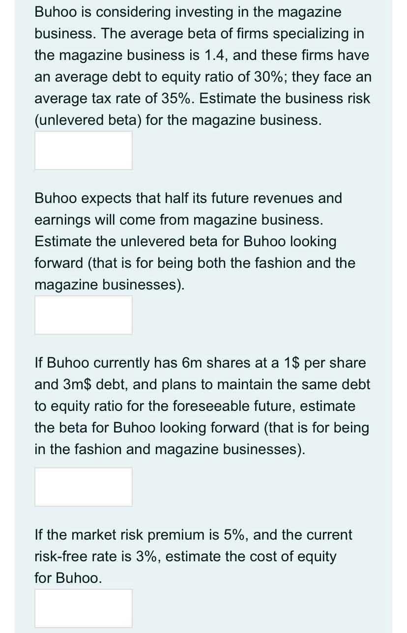 Solved The outcome of a regression of Buhoo monthly stock | Chegg.com
