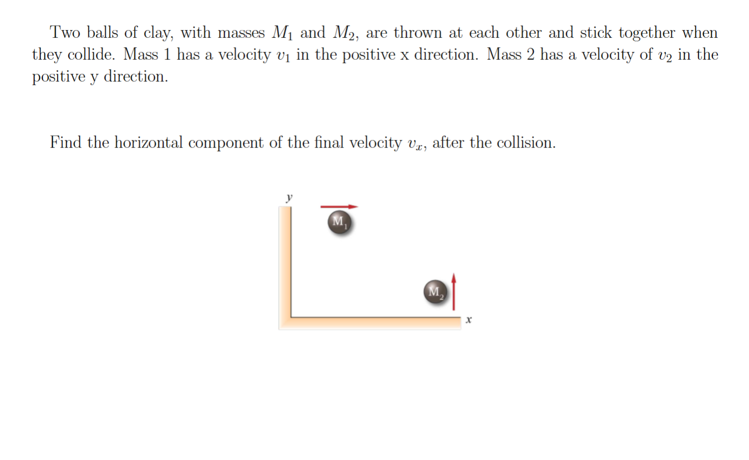 Solved Two balls of clay, with masses M1 and M2, are thrown | Chegg.com