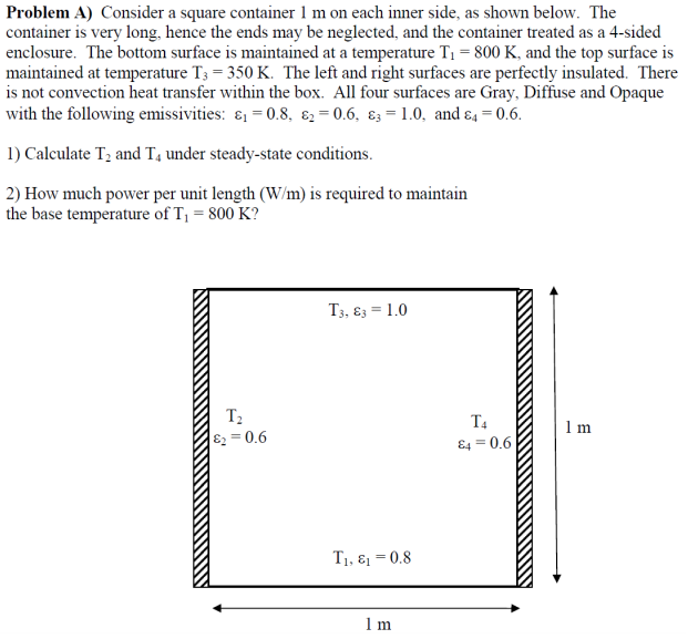 Solved Problem A) Consider a square container 1 m on each | Chegg.com