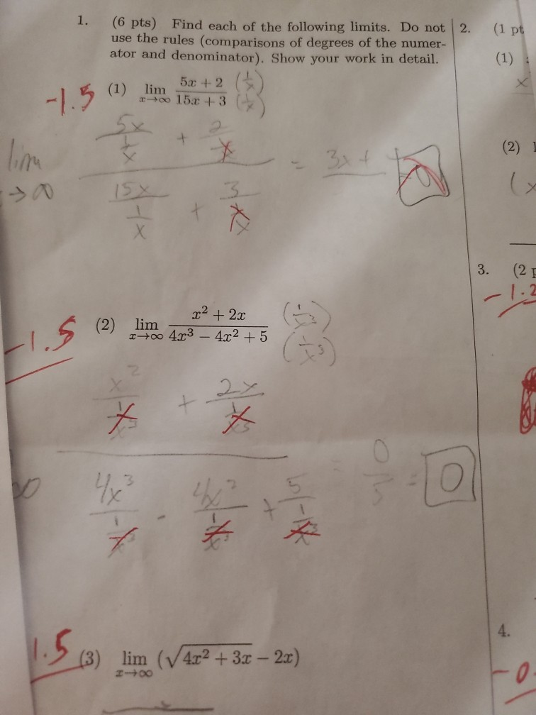 Solved (6 pts) Find each of the following limits. Do not 2. | Chegg.com