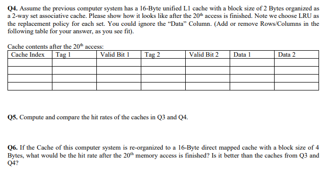 Solved Case Study Assume a computer system has a main memory | Chegg.com