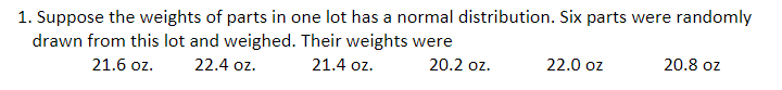 Solved 1. Suppose the weights of parts in one lot has a | Chegg.com
