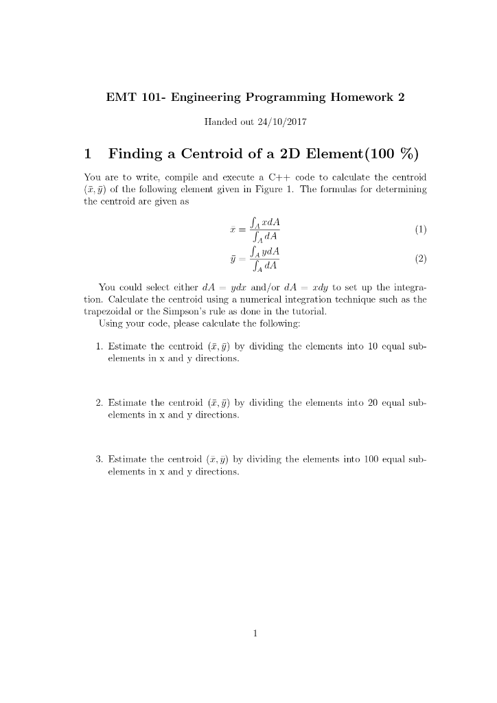 EMT 101- Engineering Programming Homework 2 Handed | Chegg.com