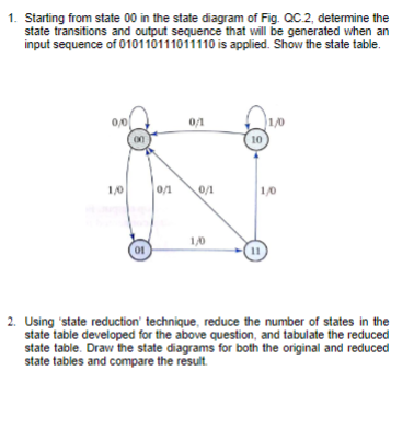 Solved 1. Starting from state 00 in the state diagram of | Chegg.com