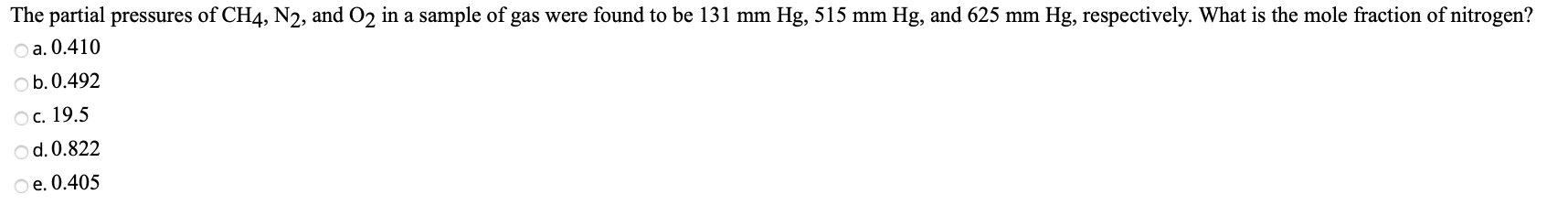 Solved The partial pressures of CH4, N2, and O2 in a sample | Chegg.com