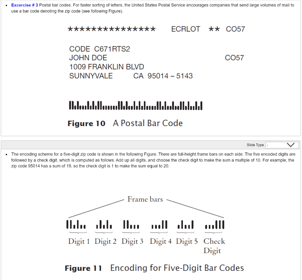 Solved Excercise # 3 Postal bar codes. For faster sorting of | Chegg.com