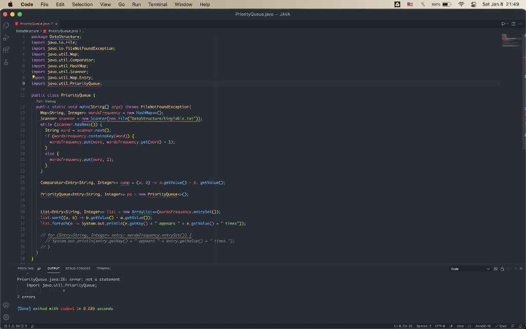 Solved Code File Edit Selection View Go Run Terminal Window | Chegg.com