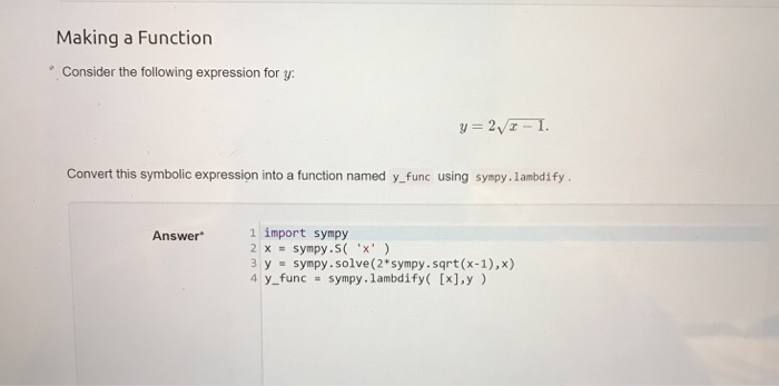 Solved Making A Function Consider The Following Expression