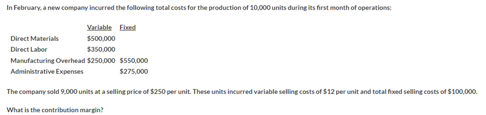 Solved The company sold 9,000 units at a selling price of | Chegg.com