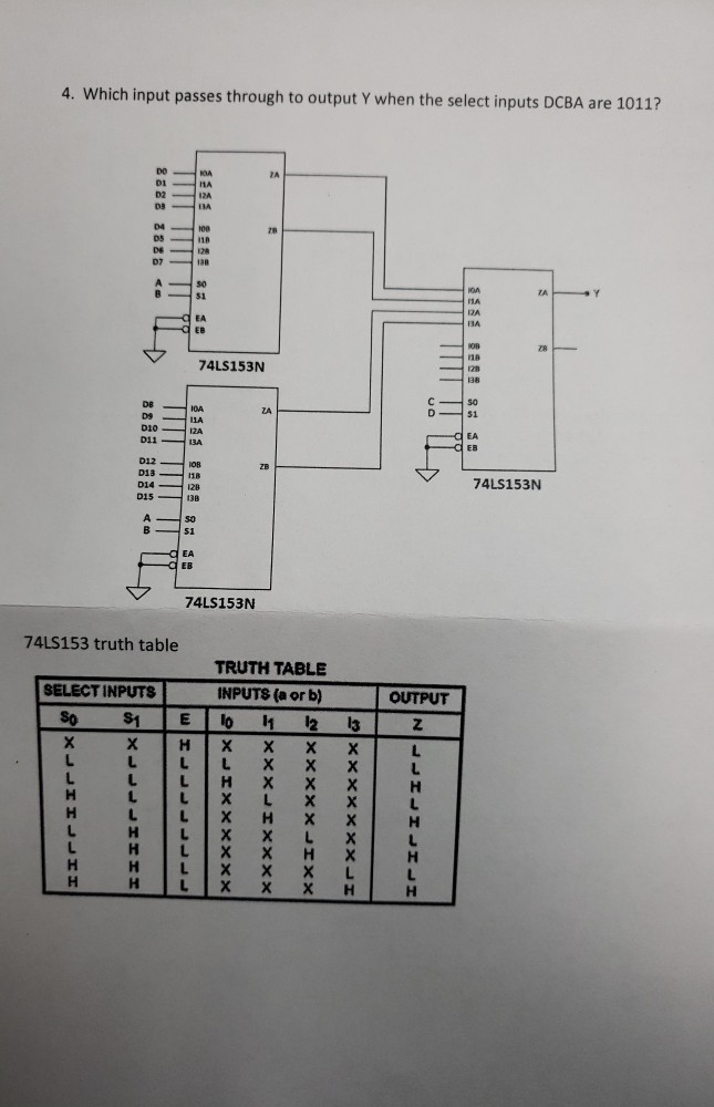 Solved 4 Which Input Passes Through To Output Y When The 0311