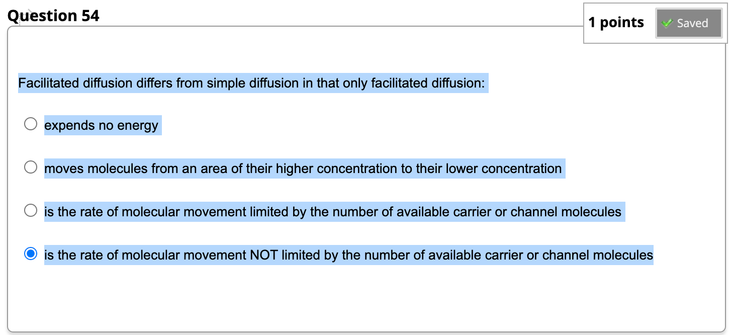 Solved acilitated diffusion differs from simple diffusion in | Chegg.com Solved acilitated diffusion differs from simple diffusion in | Chegg.com