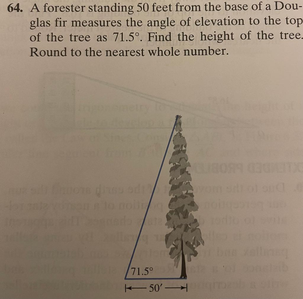 Solved A forester standing 50 feet from the base of a | Chegg.com
