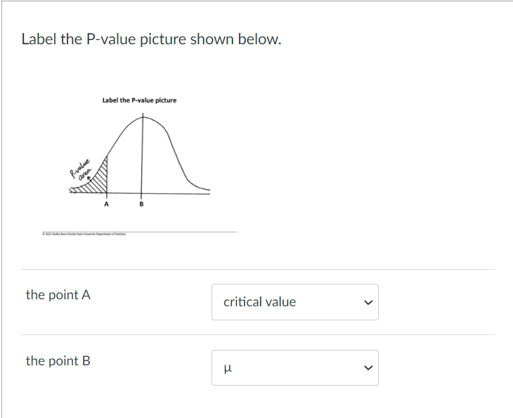 Solved Label the P-value picture shown below. the point A | Chegg.com
