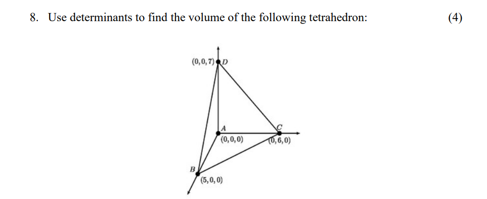 Solved 8. Use determinants to find the volume of the | Chegg.com