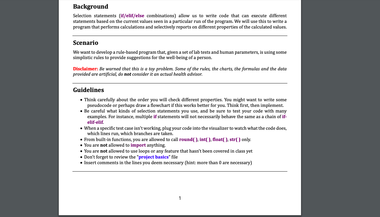 Solved Background Selection statements (if/elif/else | Chegg.com