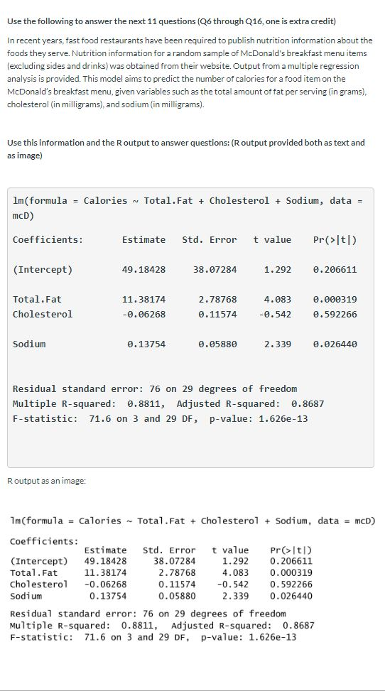 Solved Use the following to answer the next 11 questions (Q6 | Chegg.com