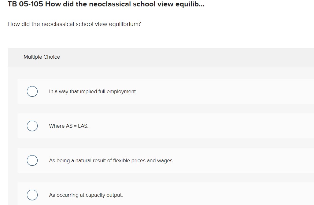 Solved How did the neoclassical school view equilibrium? | Chegg.com