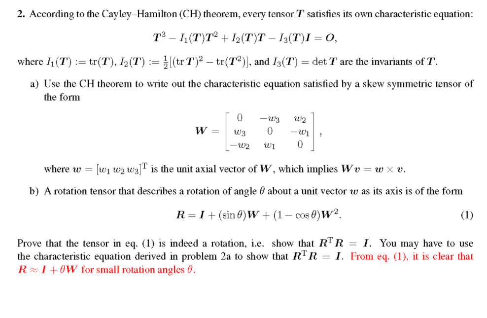 Solved 2. According to the Cayley-Hamilton (CH) theorem, | Chegg.com