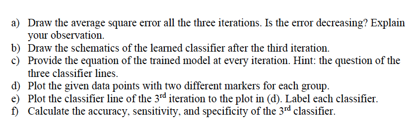Problem 1) Gradient descent learning: Consider the | Chegg.com