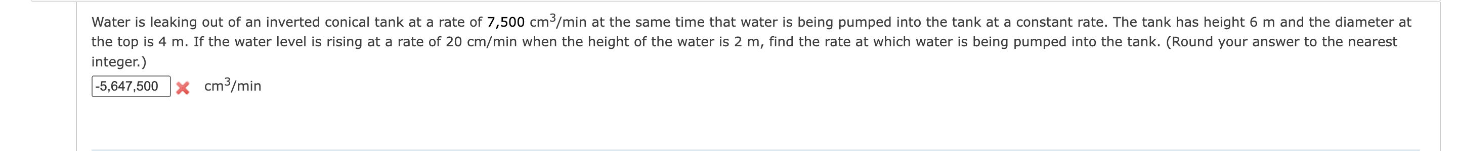 Solved integer.) ) cm3/min | Chegg.com