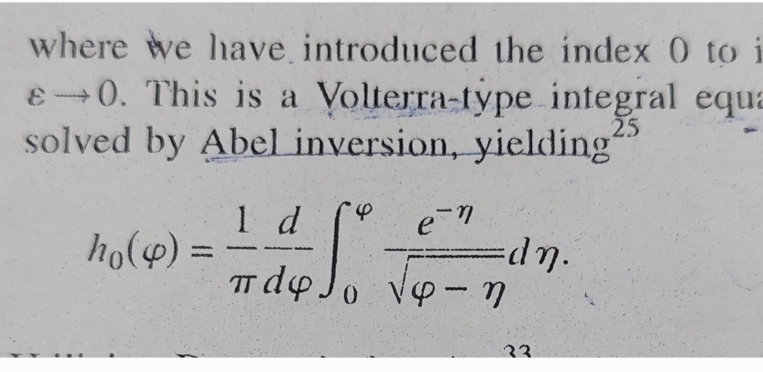 Solved A Volterra Type Integral Solved By Abel Inversion