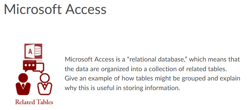 Solved Microsoft Access A Microsoft Access is a "relational | Chegg.com