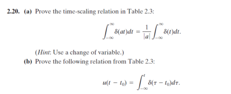 Solved 2.20. (a) Prove the time-scaling relation in Table | Chegg.com